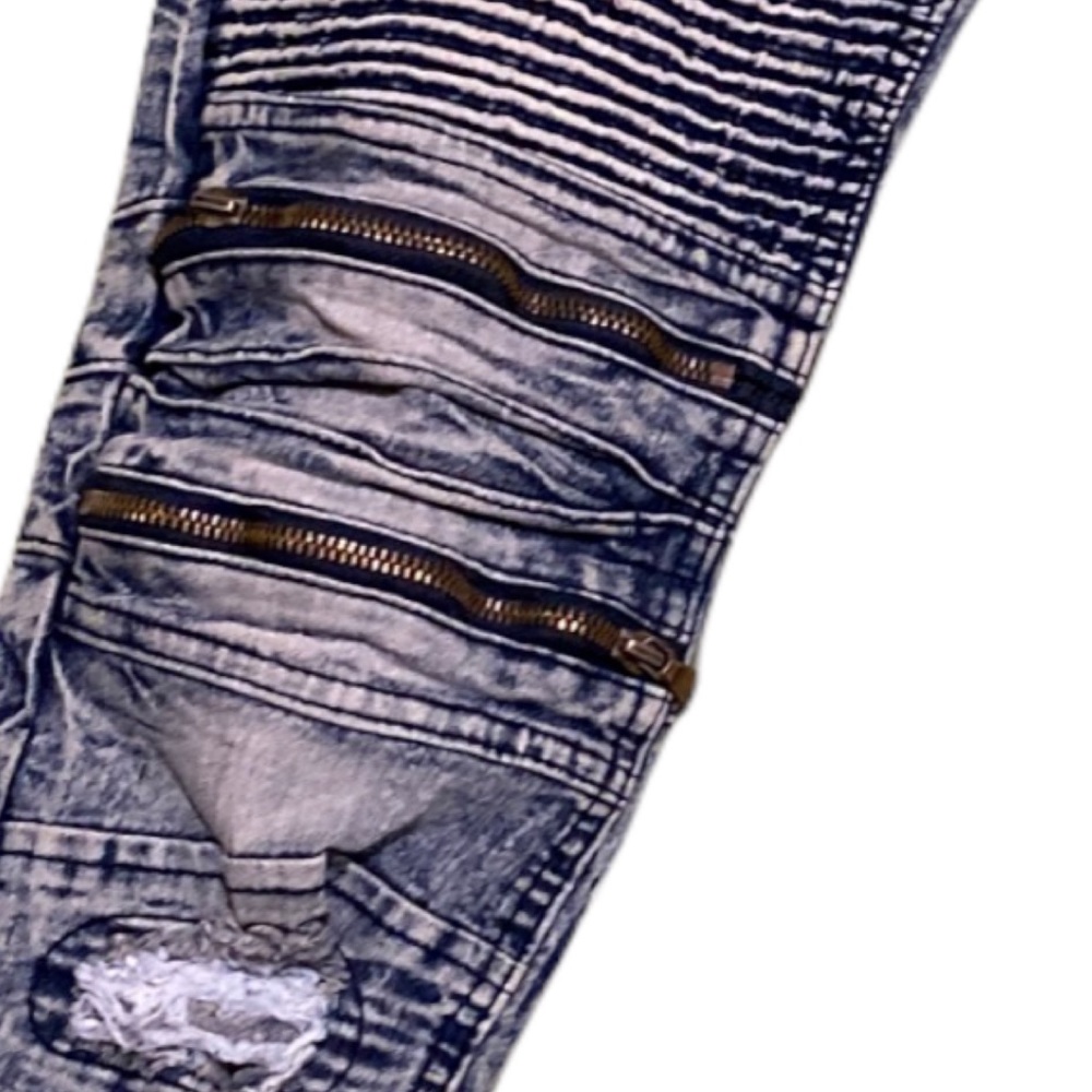 Rare Vintage Benjamin Franklin Acid Washed Moto Jeans - Gem